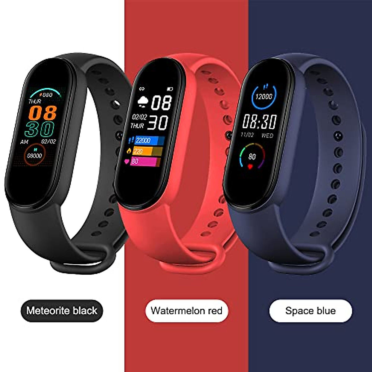 SPORTIMES Suitable for MI Band 5&6, 3 Pieces soft silica gel to replace the watchband, Adjustable Replacement Sports strap.