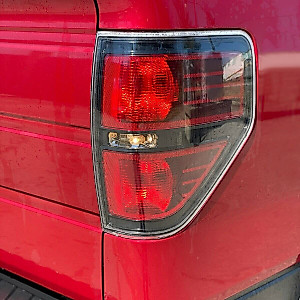 Pair Halogen Tail Lights Compatible with 2009-2014 Ford F-150 F150 SVT Rear Brake Lamps Red Lens LH&RH w/Black Trim Raptor Pickup (Without Bulbs)