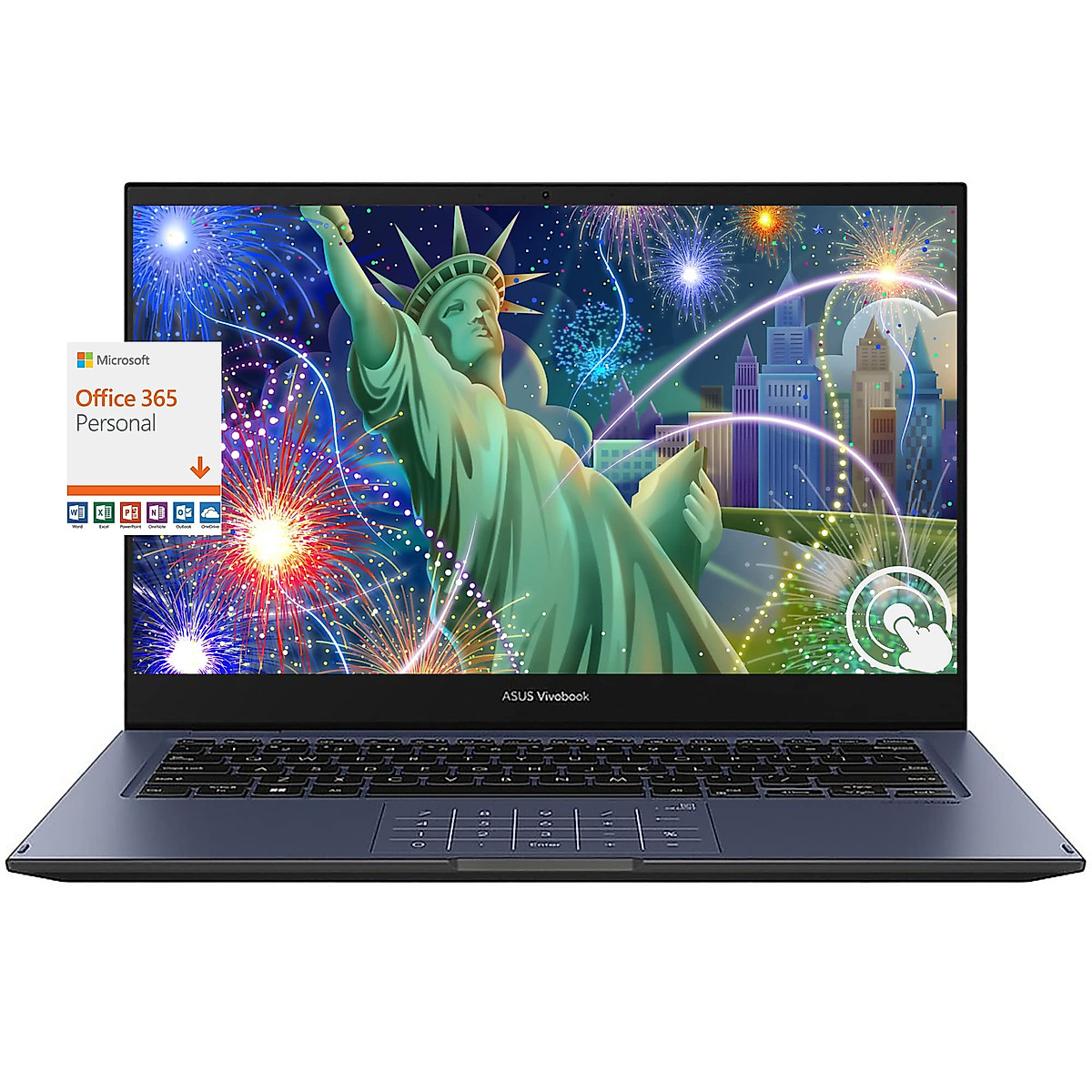 ASUS 2023 Newest Thin and Light VivoBook, 14 HD Touchscreen 2-in-1 Laptop, 4GB RAM, 256GB SSD, Intel Celeron Processor, NumberPad, Type-C,HDMI, Microsoft 365 Personal 1-Year Included, Windows 11 S