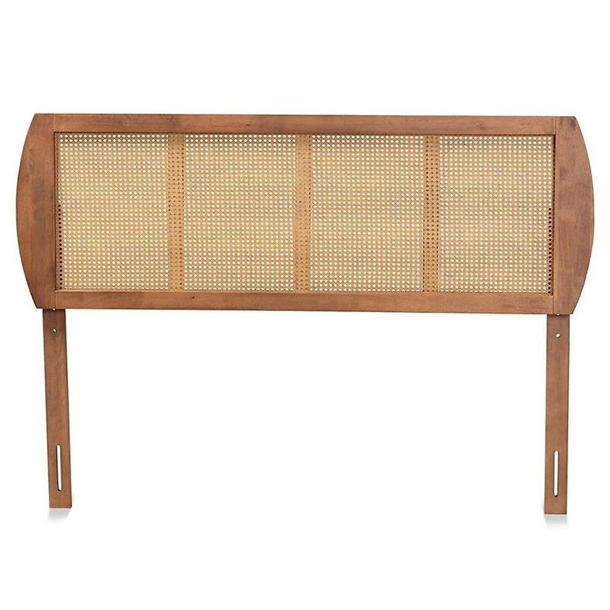 BOWERY HILL Mid-Century Rattan Queen Size Headboard in Walnut