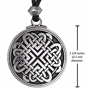 Pewter Celtic Love Knot Necklace - Woven Heart Pendant (1.25" Diameter)