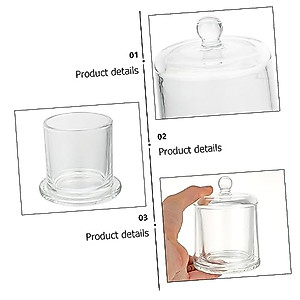 Garneck 1 Set Candlestick Food Glass Dome Glass Candle Cups Food Serving Cover Glass Container with Lid Clear Glass Bell Jar Desert Cloche Dome Candle Holder Dome Crystal Household Cake