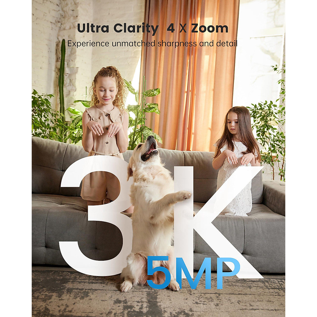 CZEview 3K 5MP Security Camera Indoor, 2.4/5Ghz WiFi Pet Camera Baby Monitor with Phone App, Remote Pan Tilt Zoom, Night Vision, Motion Detection, Auto Tracking, Two Way Talk, Works with Alexa