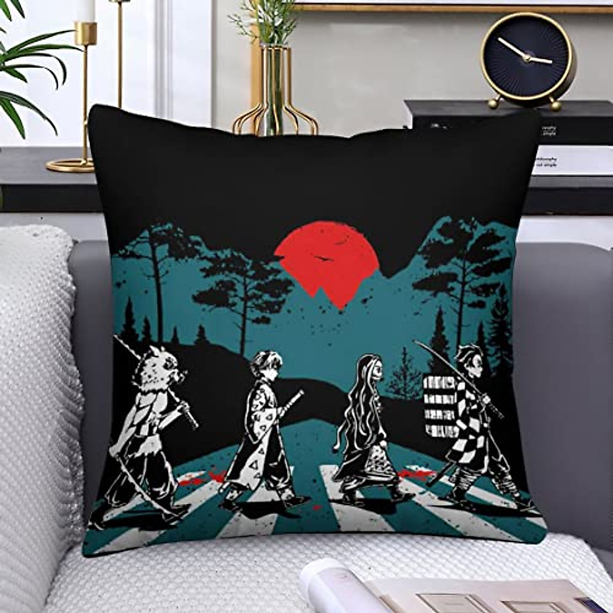 2 PCS Anime Blanket Soft Throw Blanket with Anime Pillow Case,3D Printed Japanese Anime Fuzzy Blanket Cozy Blanket for Sofa Office Outdoor Picnic Travel