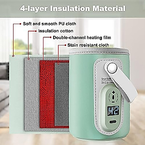 Portable Bottle Warmer, Bottle Warmer for Baby, USB Breast Milk Bottle Heater with LCD Display, 6 Adjustable Levels, Bottle Warm Helper on The go for Milk, Breast Milk, Water