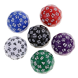 6X 60 Sided Dice D60 Polyhedral Dices for RPG Board Game.