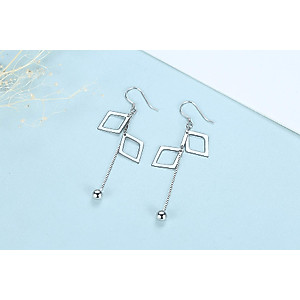 925 Sterling Silver Dangle Earrings Geometric Earrings for Women