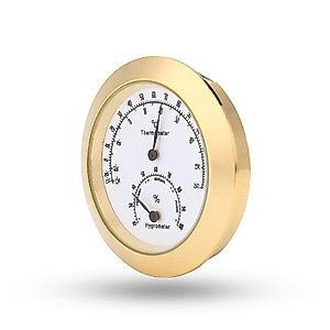Thermometer Hygrometer, Temperature Humidity Monitor for Indoor Outdoor Instruments (Gold) Hygrometer For Cigar Humidor Humidor Hygrometer Humidor Cigar Box Acoustic Guitar Hygrometer