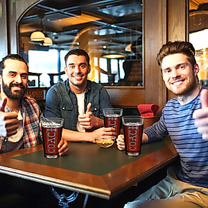 Newtay 3 Pieces Coach Pint Glass Football Soccer Softball Basketball Coach Gifts 16 oz Baseball Drinking Glasses for Drinking Water Wine Say Your Thanks to Coach Suitable for Both Men or Women