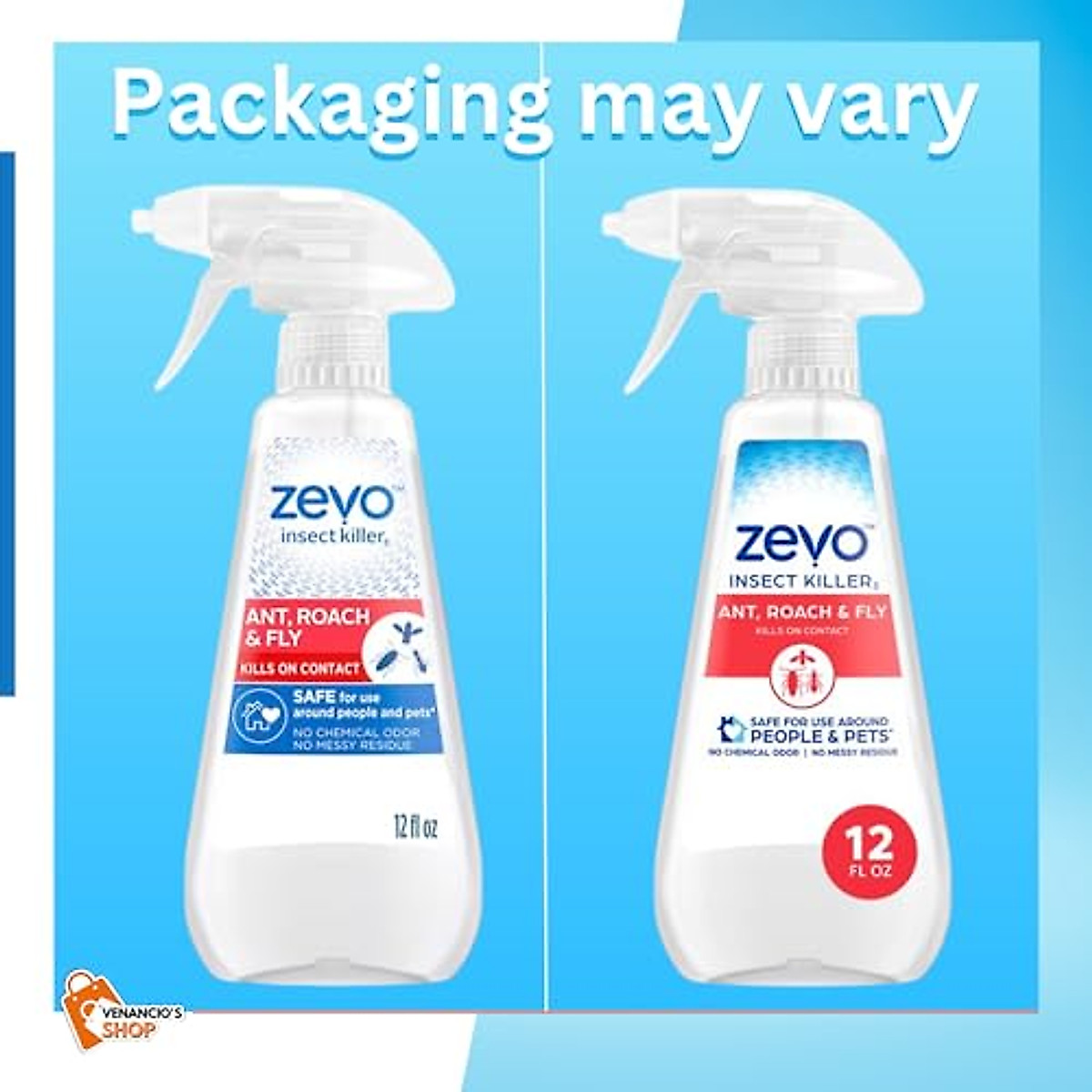 Zevo Instant Action Multi-Insect Catches Ants, Cockroaches and More, Indoor and Outdoor, Bioselective Pets + Venancio'sSticker (Total Items 4 | Zevo 12oz (1) + Fruit Trap (2) + (1) Card Protector)