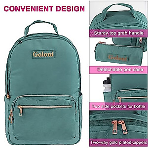 Goloni Classic Basic Backpack Separated Compartment For 15.6" Laptop With Pencil Case For Women,Waterproof High School Bookbag,Lightweight Casual Travel Daypack,Middle School Bag For Girls