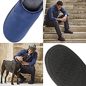 isotoner Men's Slippers, Open Back Slip On with Gel Infused Memory Foam, Indoor/Outdoor Sole and Skid Resistance