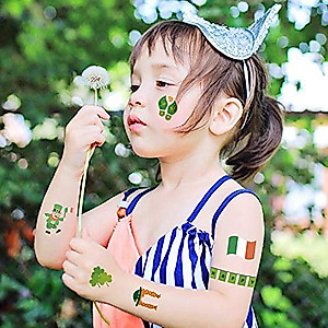 Gnome Tattoos St.Patricks Day Shamrock Temporary Tattoos Stickers 150PCS Waterproof Clover Gnome Fake Tattoos for Kids Adults St.Patrick's Day Body Art Face Neck Decorative Temp Tattoo Stickers Kit