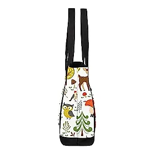 bisibuy Cute Animals Mushrooms Berries Tote Bag Tote Bag for Women Reusable Grocery Shopping Cloth Bags with Zipper Large Capacity Foldable Handbag Gym Bag for Gift Activity