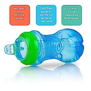 Nuby 2 Piece No Spill Easy Grip Trainer Cup 10 oz, Blue/Red