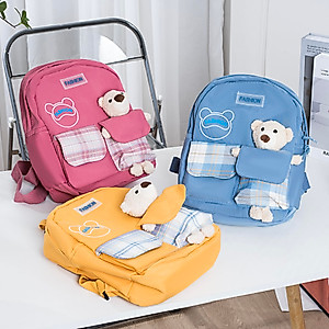 Toddler Backpack Set with Stuffed Bear and Rabbit Plush Notebook (Color May Vary) - Kids' Adventure and Memories Pack Ages 6-10 (Blue)