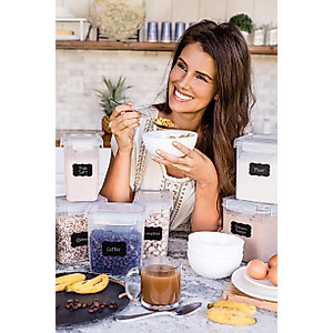 Simple Gourmet Airtight Food Storage Containers - Set of 6 Flour and Sugar Canisters for Pantry Storage and Organization - Marker & Labels Included