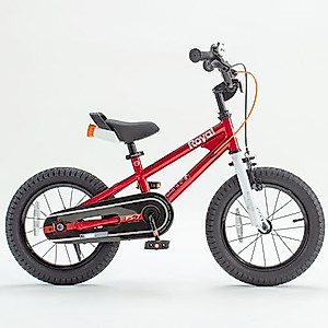 Royalbaby Freestyle 7 Kids Bike Toddlers 14 Inch Wheel Dual Handbrakes Bicycle Beginners Boys Girls Ages 3-5 Years, Kickstand and Water Bottle Included, Red