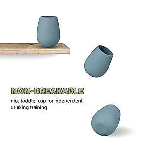 Nothomme Sustainable Silicone Training Cup for Toddlers (12 oz), Unbreakable Small Open Cups, Dishwasher Safe & BPA Free Drinking Cups for Toddler, Kids or Baby Boys & Girls, Pack of 2 (Sage/Ether)