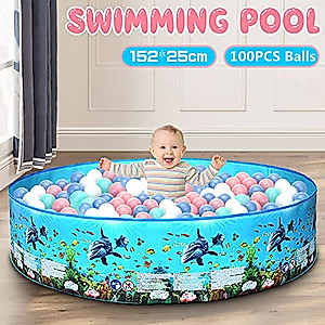 Chanarily 60"*10" Kiddie Swimming Pool, Deep Sea Blue Pool for Kids, Pool for Adults, Toddlers, Summer Funny Pools for Backyard, Garden, Travel(Oval)