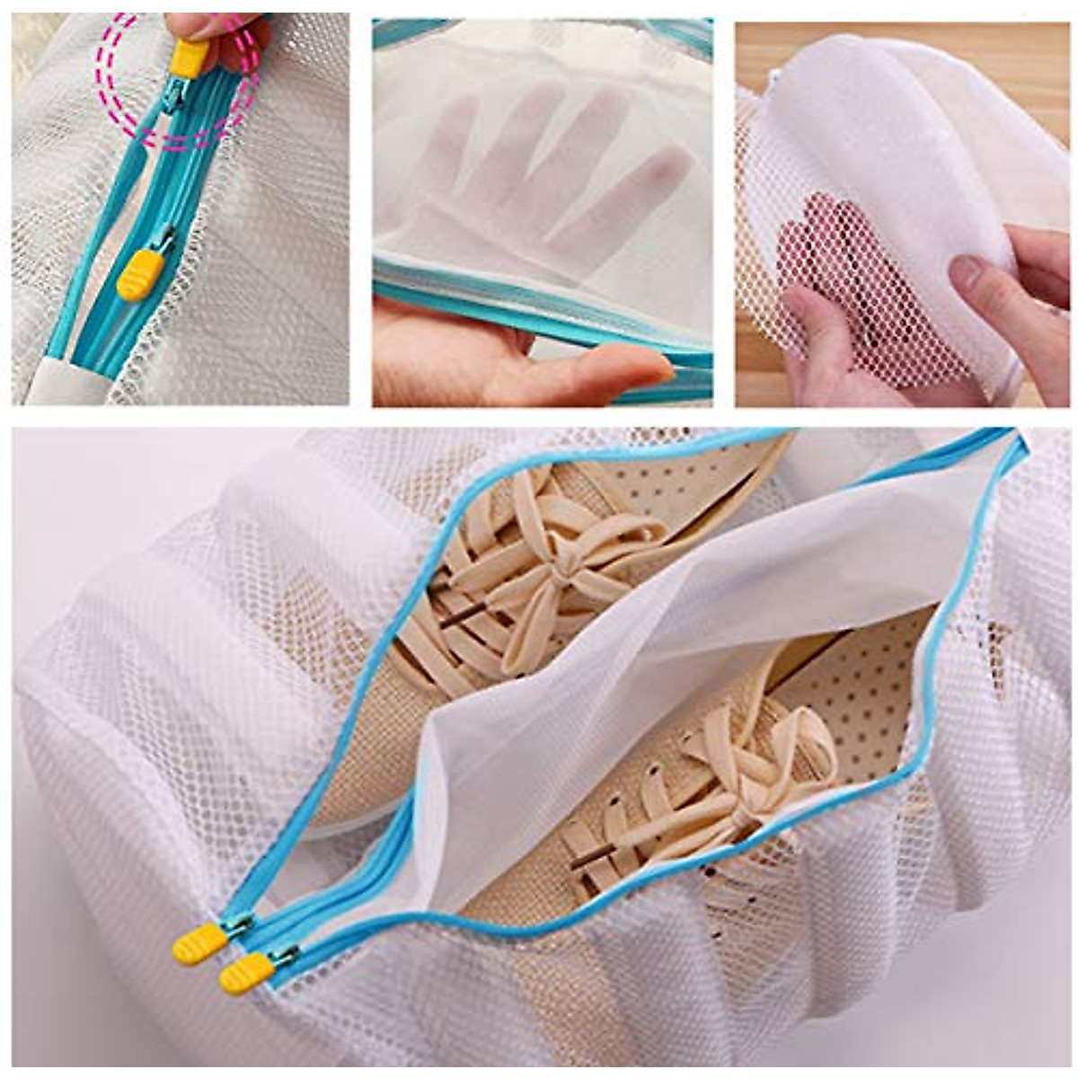 DurReus Mesh Laundry Bag Men Canvas Shoes Sneakers Trainers Washing in Washer Dryer Sturdy Women Delicates Lingerie Bra Wash Bags with Bumper Protectors