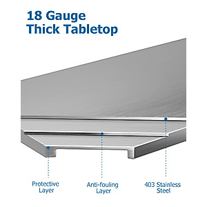 RIEDHOFF Stainless Steel Work Table 30" x 24" with Undershelf, [NSF Certified][Heavy Duty] Commercial Kitchen Prep Table for Home, Restaurant, Hotel, Silver