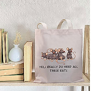 BDPWSS Rat Tote Bag For Rat Keeper Lover Gift Cute Rat Mom Gift Yes I Really Do Need All These Rats Canvas Handbag (Do need rats TG)