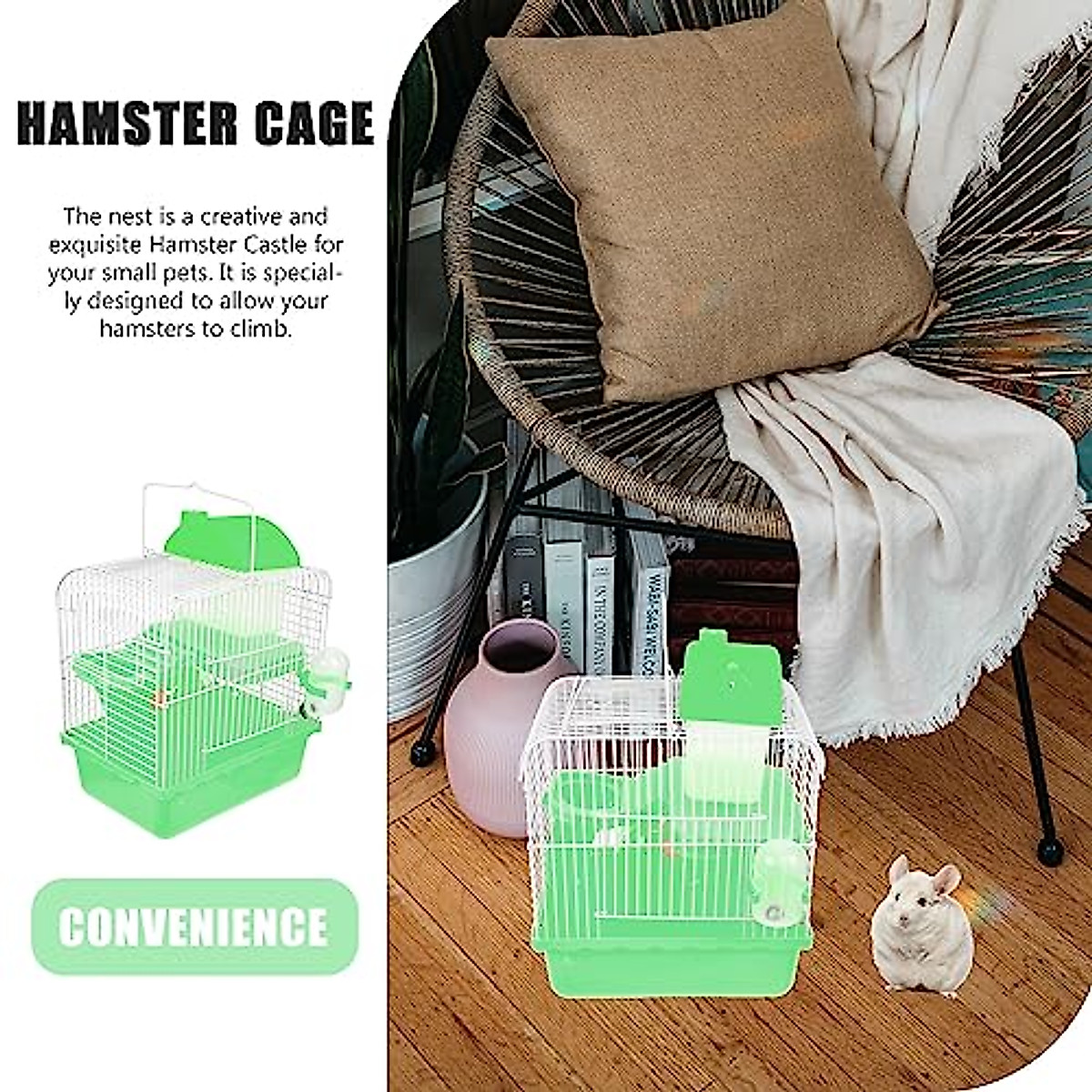 Hamster Cage Small Animal House Guinea Pig Cage Decorative Hamster Home Chinchilla Cage