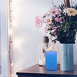 MISSYO 12 Pack 2x3 Inch Light-Blue Pillar Candles, 24 Hours Dripless Smokeless Unscented Candles for Home Weddings Restaurant Spa Church