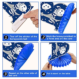 Kauayurk 8Pcs 18th Birthday Decorations Table Centerpiece Party Supplies, Blue Silver Happy 18 Year Old Birthday Honeycomb Centerpieces, Eighteen Birthday Table Topper Decor