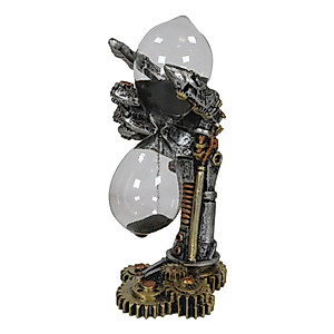Ebros Gift Chronos Eternity Time Warp Machine Steampunk Robotic Cyborg Hand Gearwork Clockwork Sand Timer with Black Sands Figurine Victorian Industrial Sci Fi Sandtimer Accent Decor