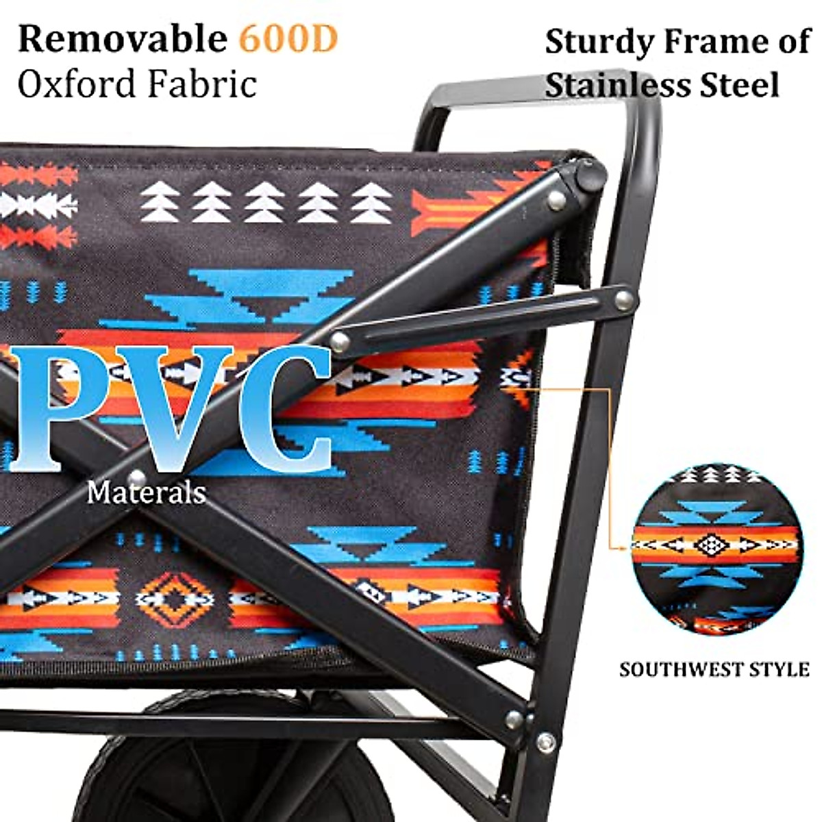 Nu Trendz Folding Wagon Cart, with All Terrainl Wheels, Heavy Duty Folding Wagon, Applies to Outdoor Camping