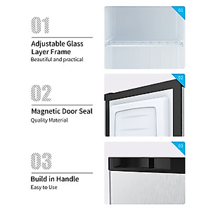 Compact Upright Freezer, Reversible Stainless Steel Door, Single Door, Adjustable Removable (Silver, 1.1 Cu. Ft.)