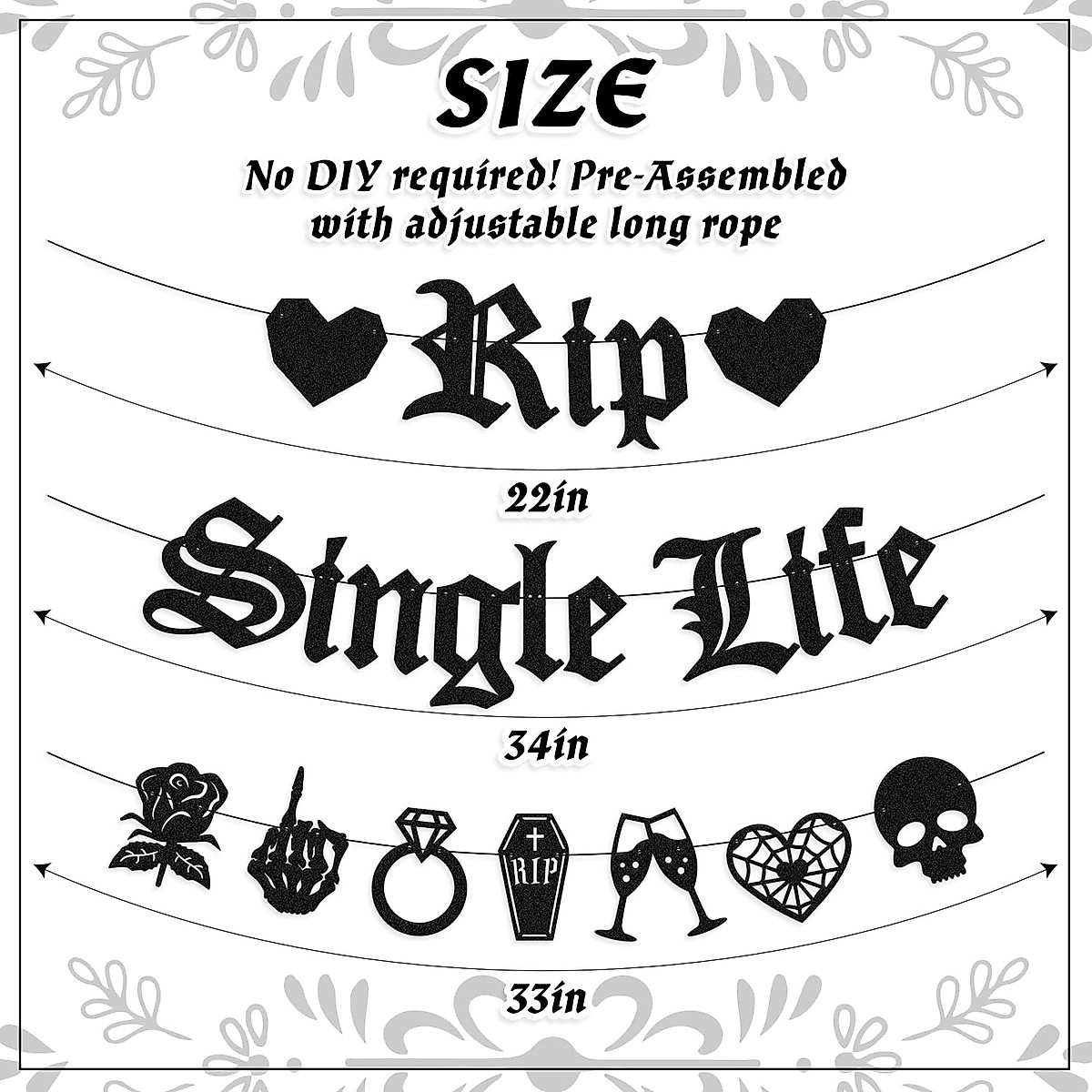 Halloween Bachelorette Party Decorations Rip Single Life Banner Bachelorette Decor Bride or Die Backdrop Death Theme Bridal Shower Wedding Engagement Party Supplies