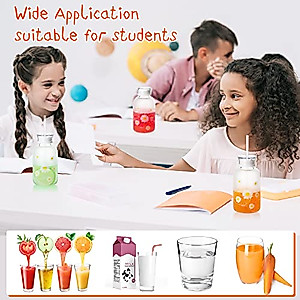 3 Pcs 480ml/16oz Cute Glass Water Bottles Reusable Aesthetic Milk Juice Water Bottles with Scale 6 Lids and 3 Straws Portable Matte Glass Cups Little Daisy Kawaii Frosted Bottles for Women Girls