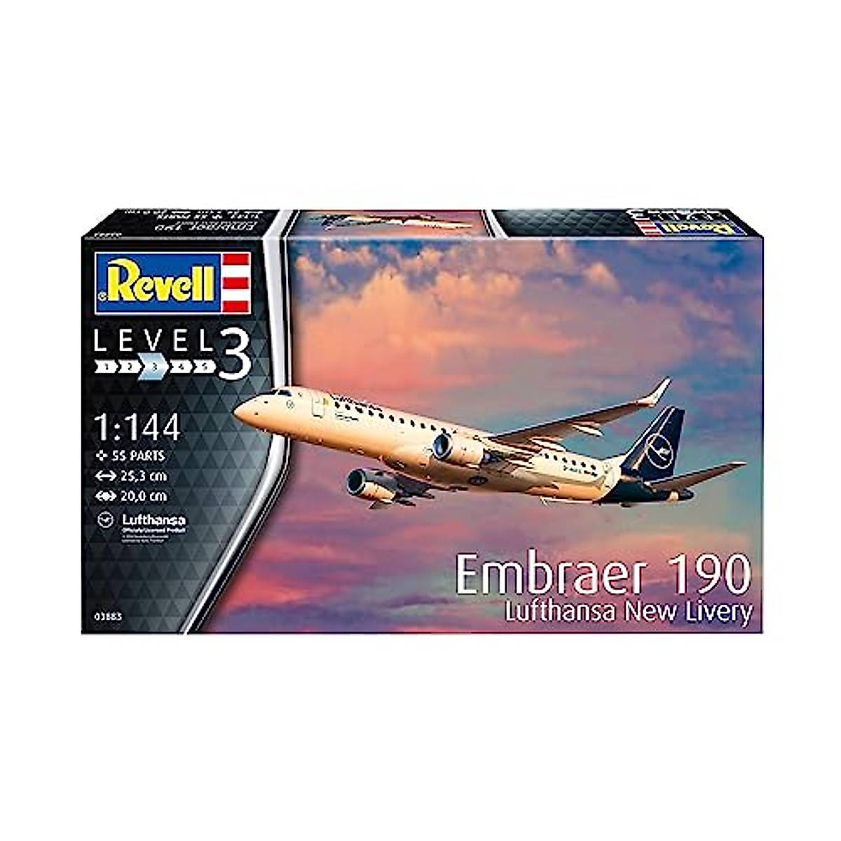 Revell 03883 1:144 Embraer 190 Lufthansa New Livery Plastic Model Kit, Multicolour (Revell 03883 3883)