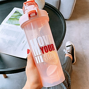 JRKJ Protein Shaker Bottles,Fitness Shake Cups Stirring Balls Sports Cups Protein Powder Shaker Cups Portable Large Capacity Straw Plastic Cups,The latest Stylish sports water cup, Pink