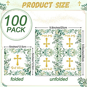 100Pcs God Bless Napkins Baptism Napkins First Holy Communion Mi Bautizo Napkins Cross Religious Paper Napkins for Newborn Baby Shower Party Christening Religious Party Decorations