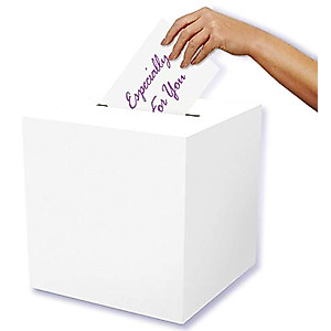 Beistle White Card Box Holder for Weddings, Baby Shower, Birthday and Graduation Celebrations 12" x 12"