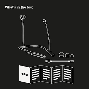 JAM Tune In Bluetooth Neckband Style Headphones 30 ft. Range, 12 Hour Playtime, Hands-Free Calling, Sweat and Rain Resisitant IPX4 Workout Earbuds Black