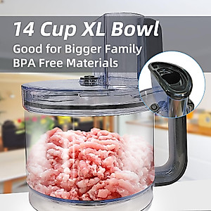 14 Cup Food Processor, Food Chopper Electric 84.5oz, Bpa Free, 600w Food Processor Blender Combo With 4 Blades For Slicing, Shredding, Meat Grinder, Doughing, Vegetable Chopper For Home