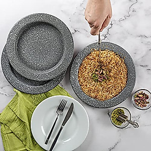 Kunefe Plate, Cooking and Serving Plates for Traditional Turkish Kunafa, Kadaifi, Kunafeh and Shredded Phyllo Kadayif Dough, Non-Stick Granite Dinnerware Tray, Dessert Plate Set of 3 (Small)