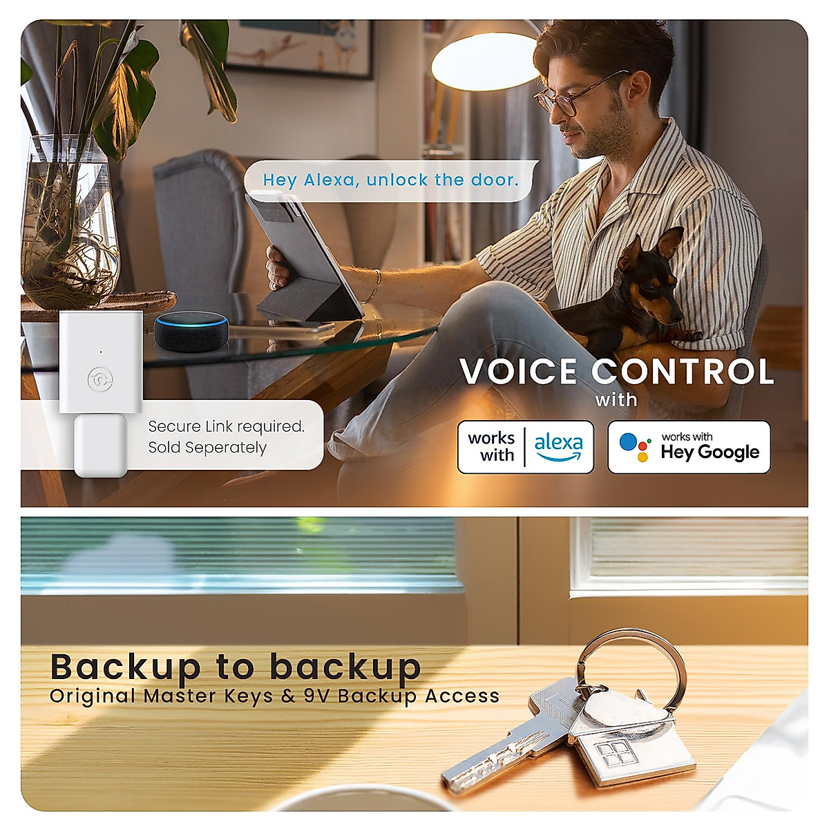 Lockly Secure Pro, Wi-Fi Smart Door Lock, Keyless Entry Door Lock, PIN Genie® Keypad, 3D Biometric Fingerprint Sensor, Voice Control, Auto Lock - Satin Nickel (PGD628WSN) - Latch Edition