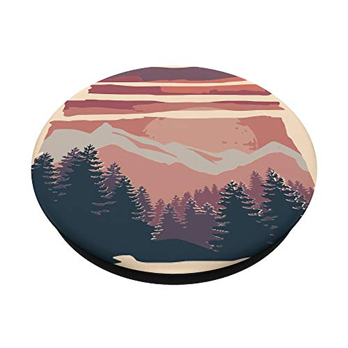 Retro Landscape Mountain Trees Sunset PopSockets Swappable PopGrip