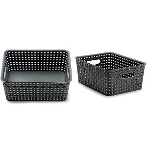 Pack of 8 Open Storage Bins Plastic Knit Storage Box Baskets Rectangle Shelf Basket Organization Organizers with handles