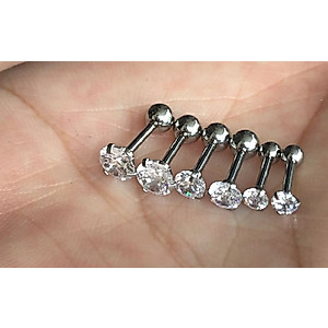 Changgaijewelry 6-12Pcs 16g Studs Cartilage Earring Set Backs Stainless Steel Ear Helix Piercing Barbell Jewelry 3-8mm (3-5mm)