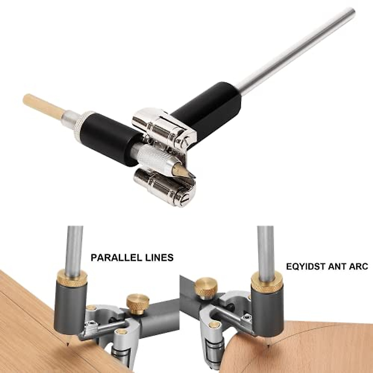 Woodworking Linear Arc Dual-purpose Scriber Ruler Parallel Line Drawing Tool Measuring Gauge DIY Multifunctional Woodworking Scribe Tools