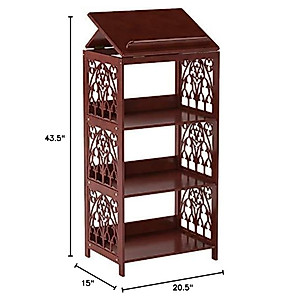 Design Toscano St. Thomas Aquinas Gothic Decor Wooden Bookstand Library Display Stand, 43 Inch, Walnut Finish