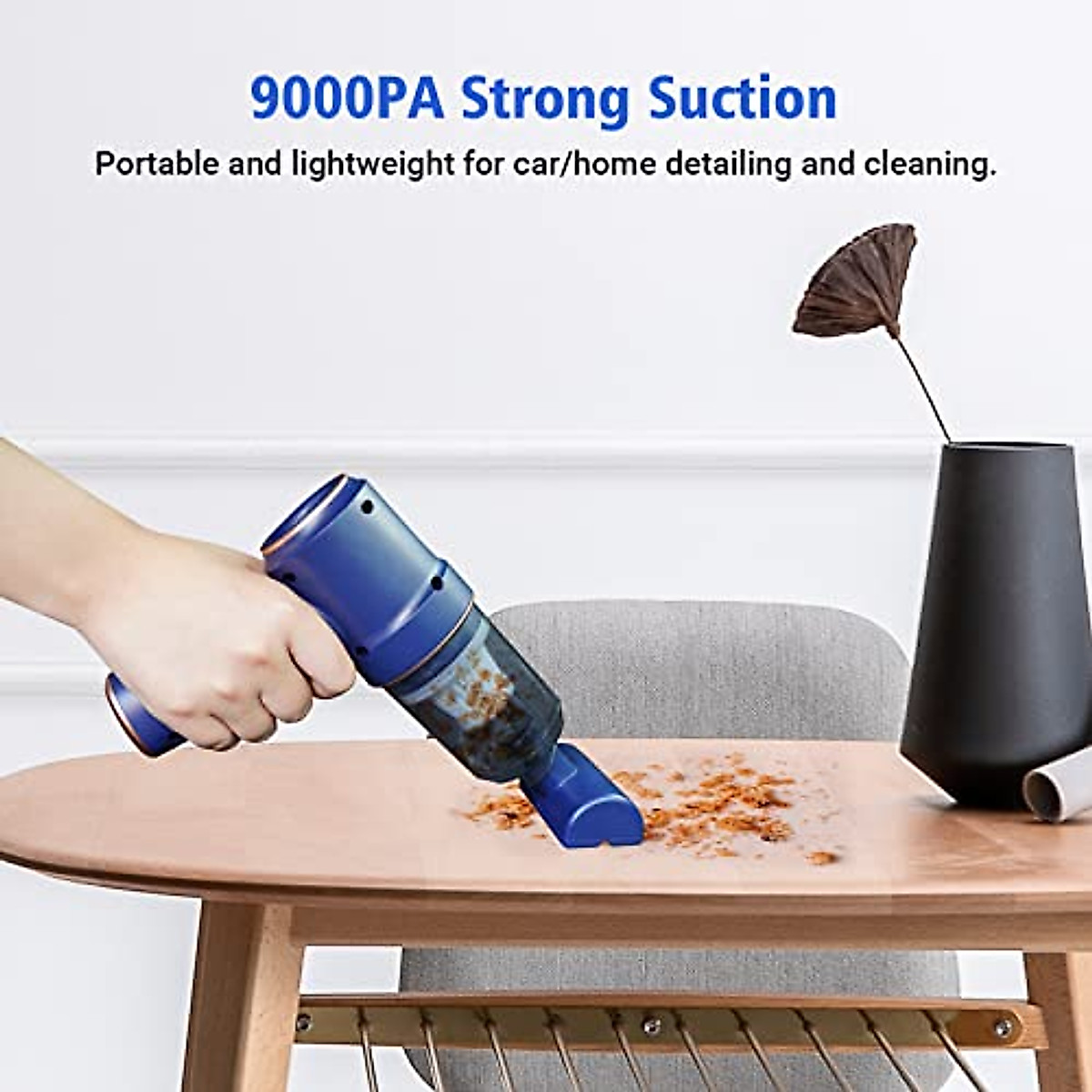 Aorika Car Vacuum Cleaner Cordless, Handheld Vacuum&Air Duster, 9000PA Suction 120W High Power Wet/Dry Use Vacuum Cleaner with Multi-nozzles and Floor Brush for Vehicle/Home/Office, Pet Hair