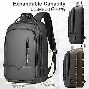Laptop Backpack,Slim Business Backpack for Men with USB Charger,Expandable Lightweight Waterproof Travel Backpack Anti-theft Mens Bakpacks 15.6 Inch Work Computer Bag College Backpacks for Men Women